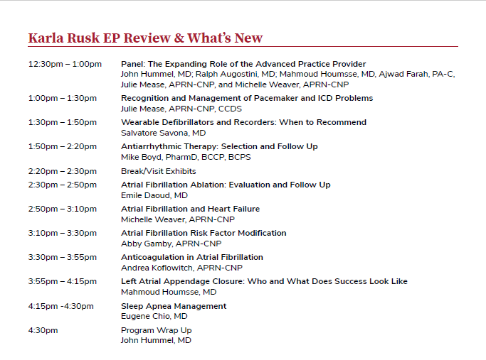 Karla Rusk Electrophysiology Review and What's New - 10/20/2023 ...