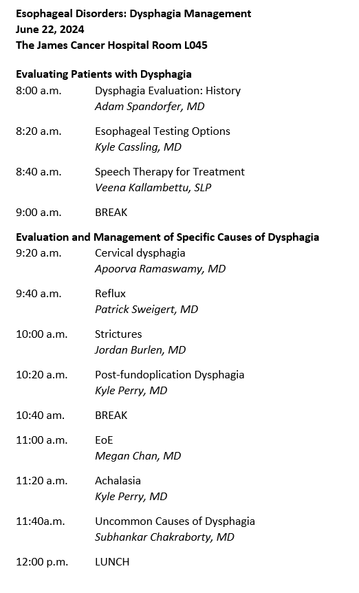 Esophageal Health: Dysphagia Management - 6/22/2024 | Conferences ...