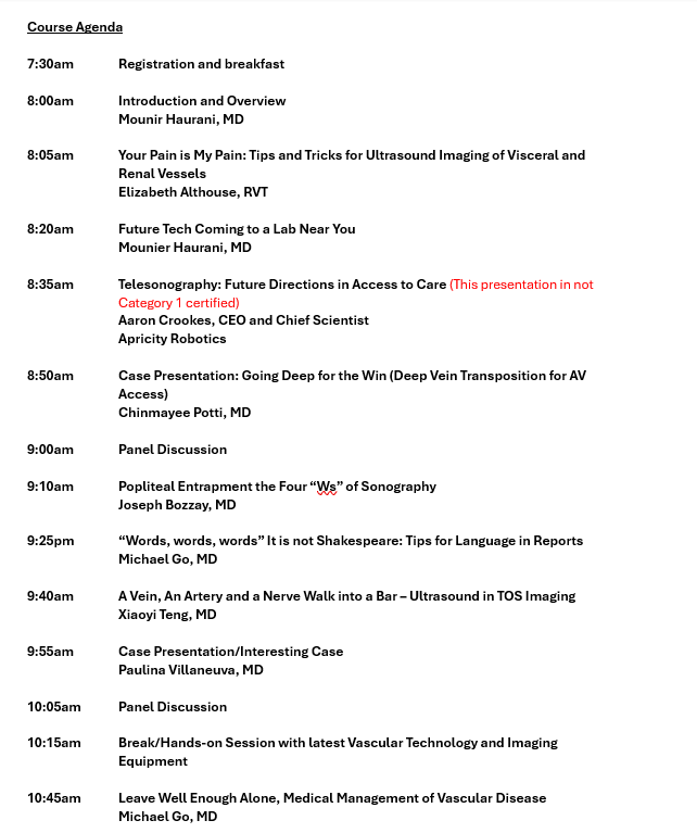 15th Annual Vascular Ultrasonography Symposium - 4/20/2024 ...